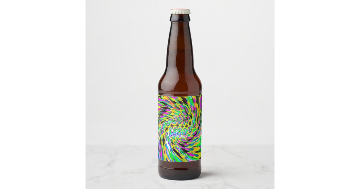 Psychedelic vortex beer bottle label | Zazzle
