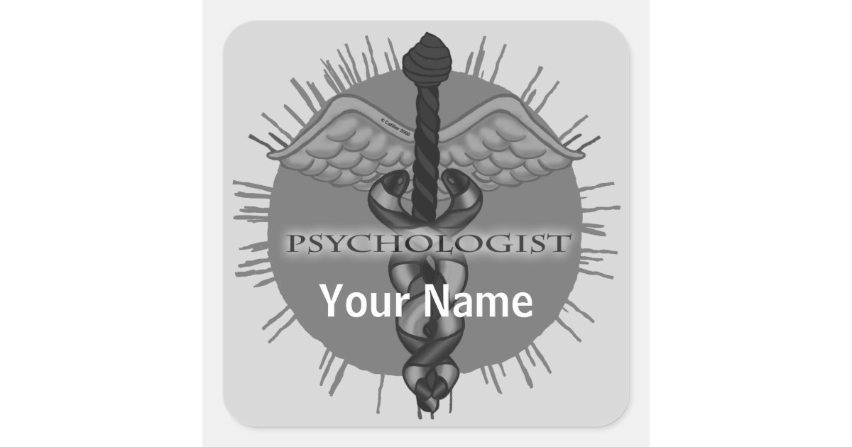 Psychologist Caduceus Square Sticker | Zazzle