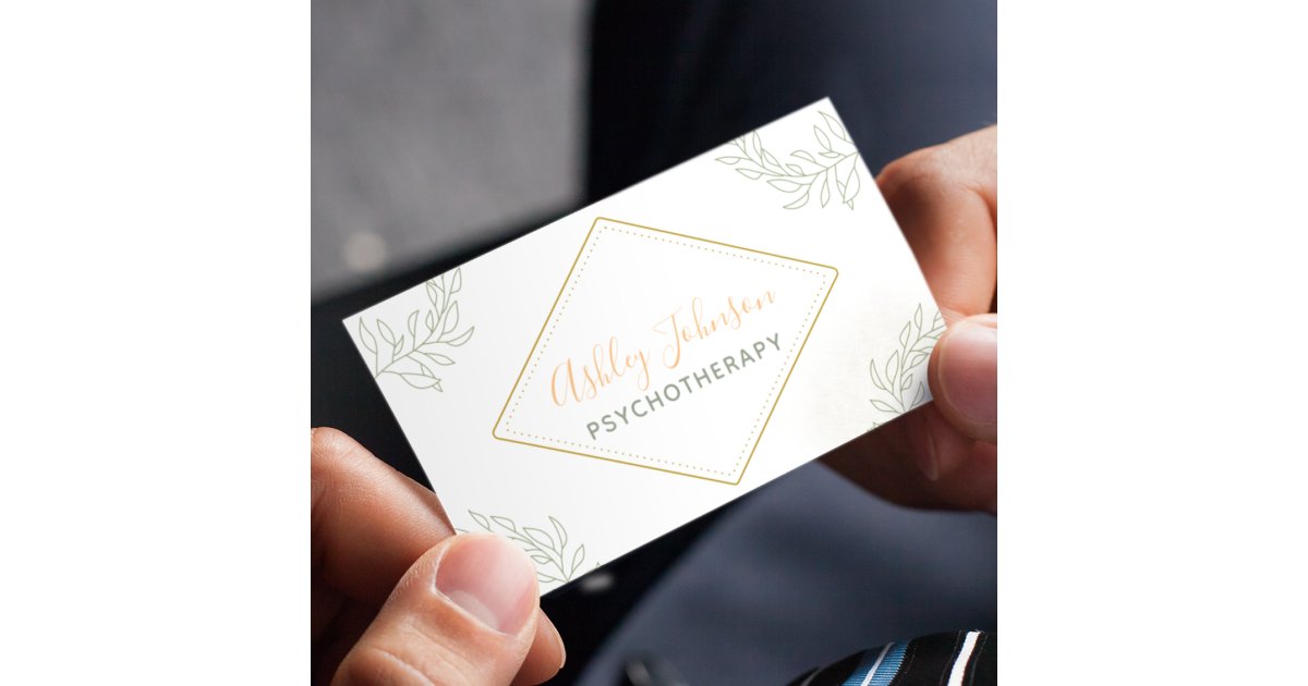 Psychotherapy Counseling Pretty Calligraphy White Business Card | Zazzle