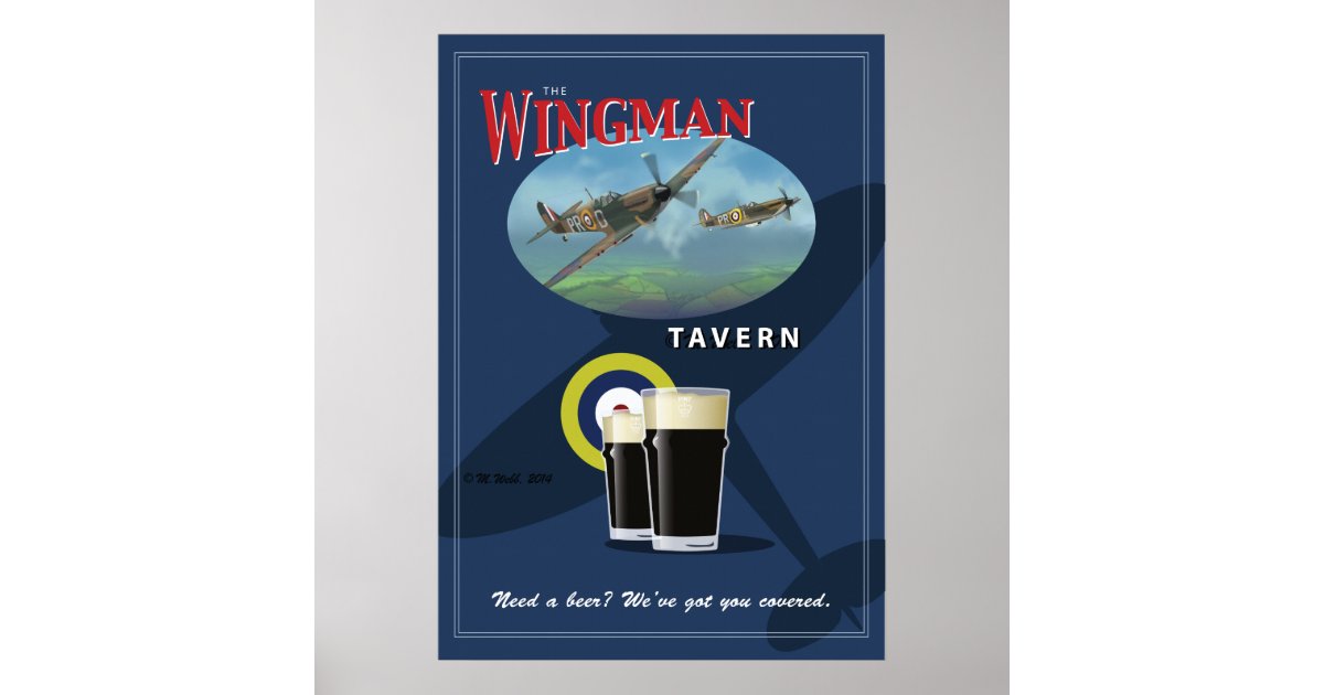 Pub Sign, "The Wingman Tavern" Poster | Zazzle