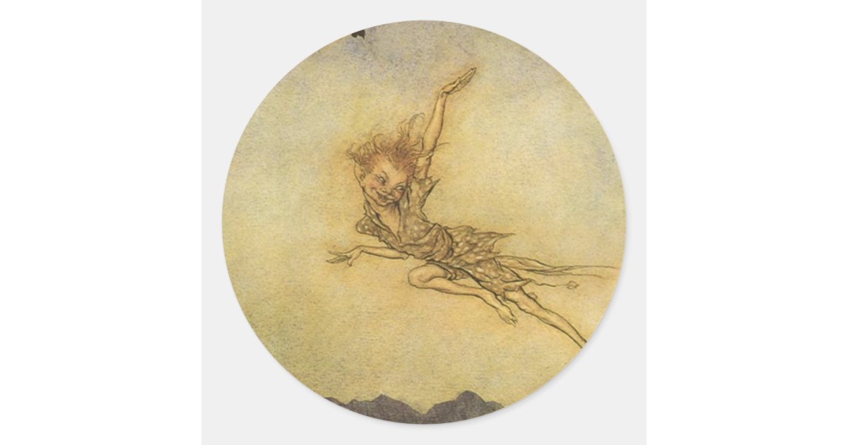 Puck, A Sprite by Arthur Rackham Sticker Fairy Imp | Zazzle
