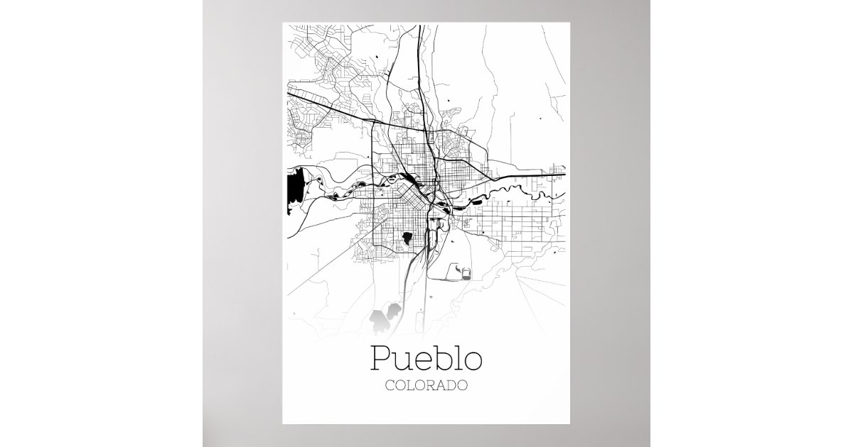 Pueblo Map - Colorado - City Map Poster | Zazzle