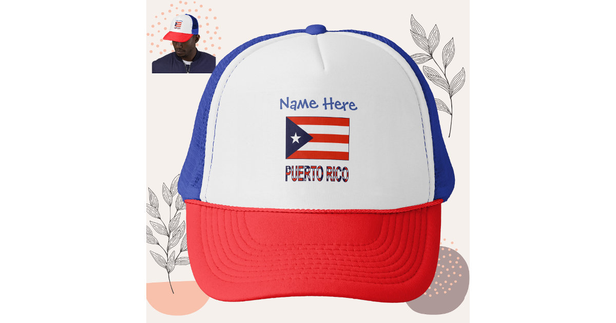 Puerto Rico Puerto Rican Flag Blue Personalisation Trucker Hat | Zazzle