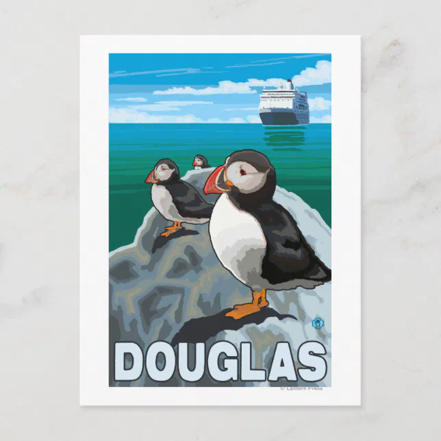 Puffins & Cruise Ship - Douglas, Alaska Postcard | Zazzle