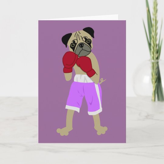 Pug Dog Boxing Gloves Boxer Card | Zazzle.co.uk