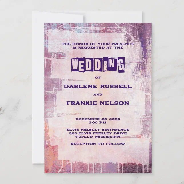 Punk Graffiti Rock and Roll Wedding Invitation | Zazzle