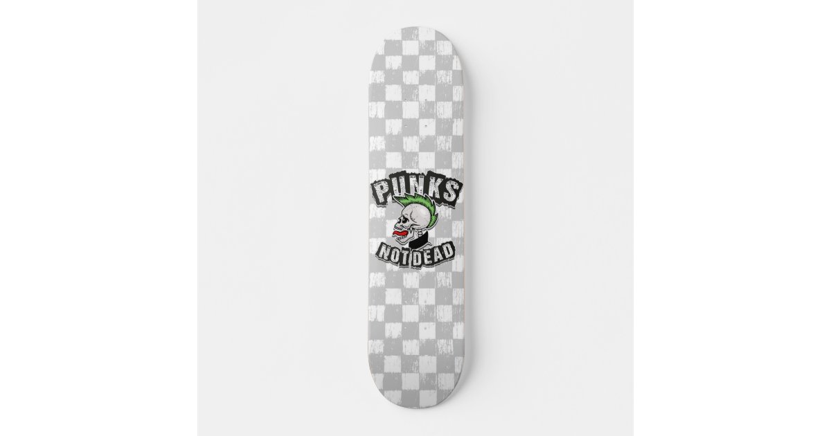 Punks Not Dead Skull Mohawk Punk Rock Rocker Skateboard | Zazzle