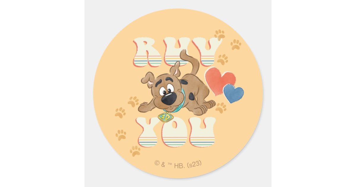 Puppy Scooby-Doo "Ruv You" Classic Round Sticker | Zazzle