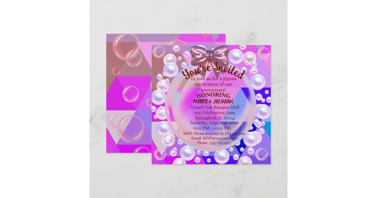 Purple Abstract Hot Crystal Anniversary Invitation | Zazzle