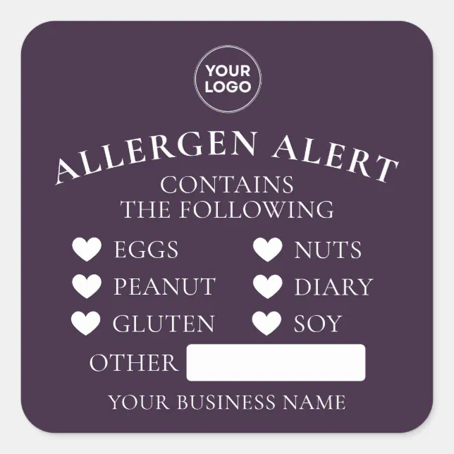 Purple Allergy Alert Bakery Cake Food Sticker | Zazzle