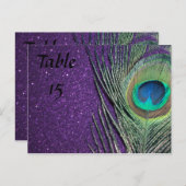 Purple and Black Peacock Wedding Table Numbers Postcard | Zazzle
