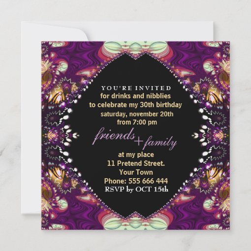 Purple Bohemian Birthday Dinner Party Invitation | Zazzle