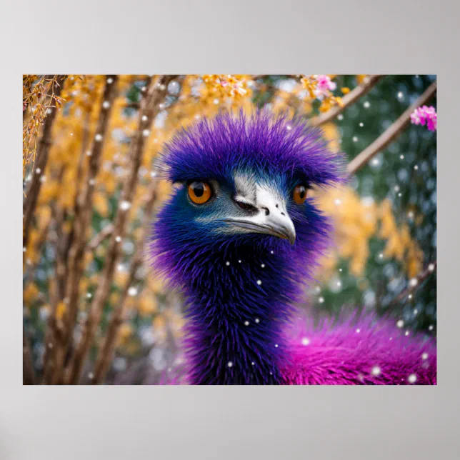 Purple Emu Looking A Bit Disgruntled Poster | Zazzle