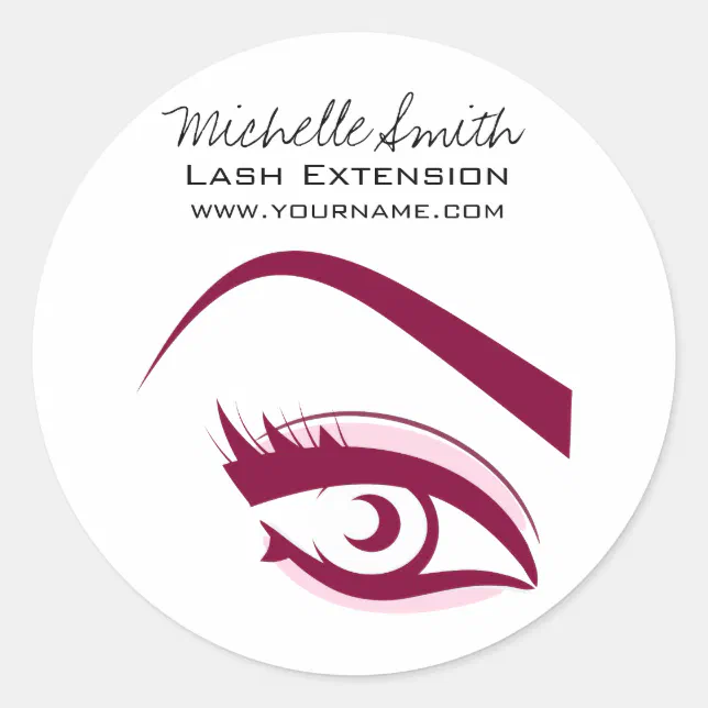 Purple Eye long eyelashes Lash extension icon Classic Round Sticker ...
