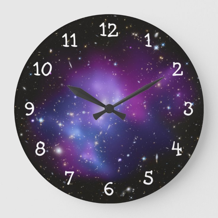 Purple Galaxy Cluster Large Clock | Zazzle