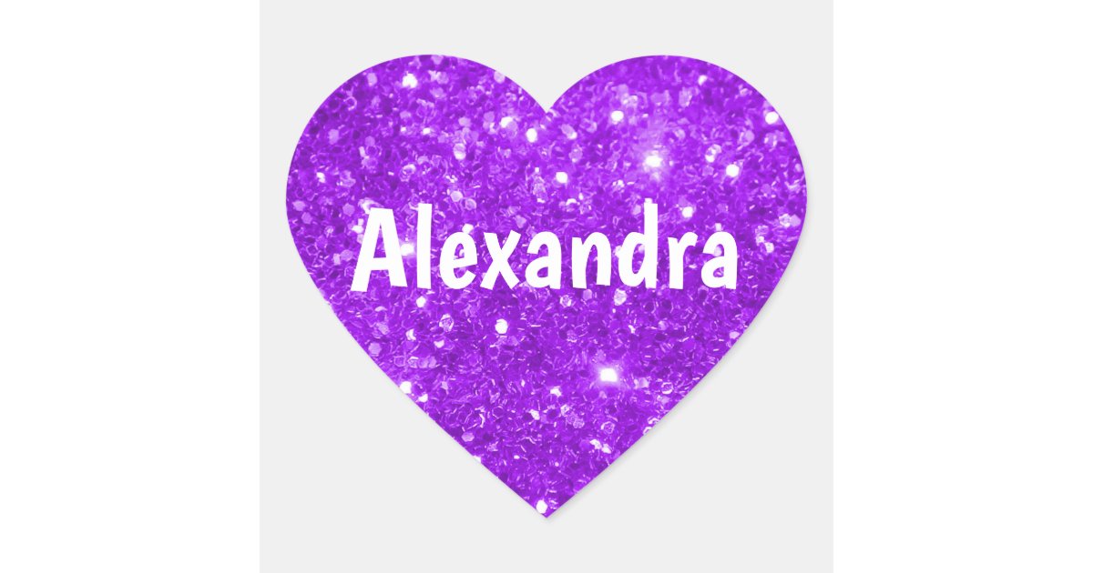 Purple Glitter Heart Heart Sticker | Zazzle