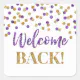 Purple Gold Confetti Welcome Back Square Sticker | Zazzle