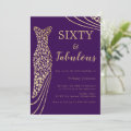 Purple & Gold Sixty & Fab 60th Birthday Invitation | Zazzle