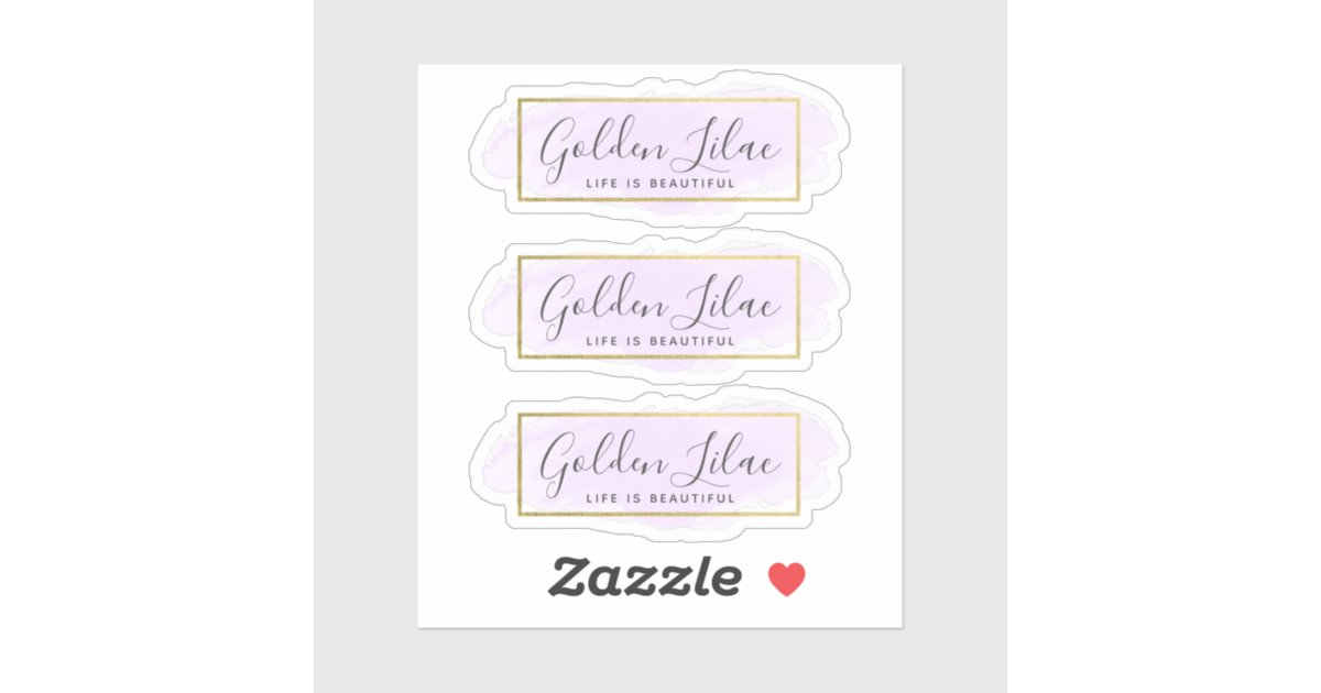 Purple Lilac Watercolor & Modern Gold 3-Piece Logo | Zazzle