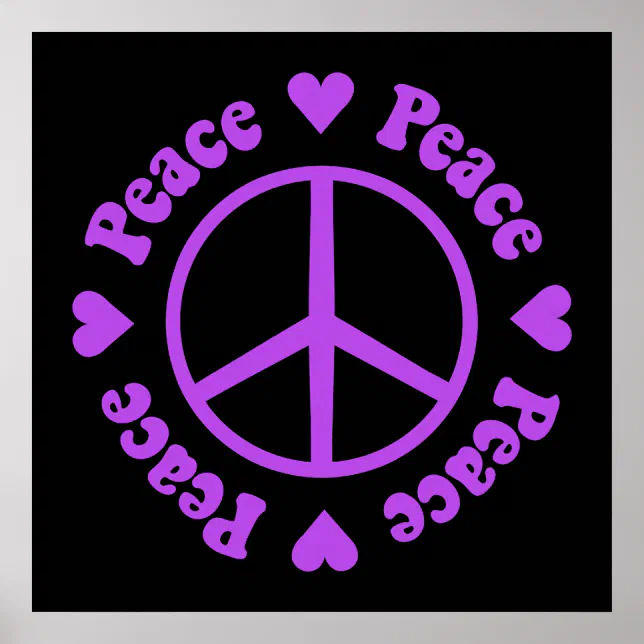 Purple Peace & Love Poster | Zazzle