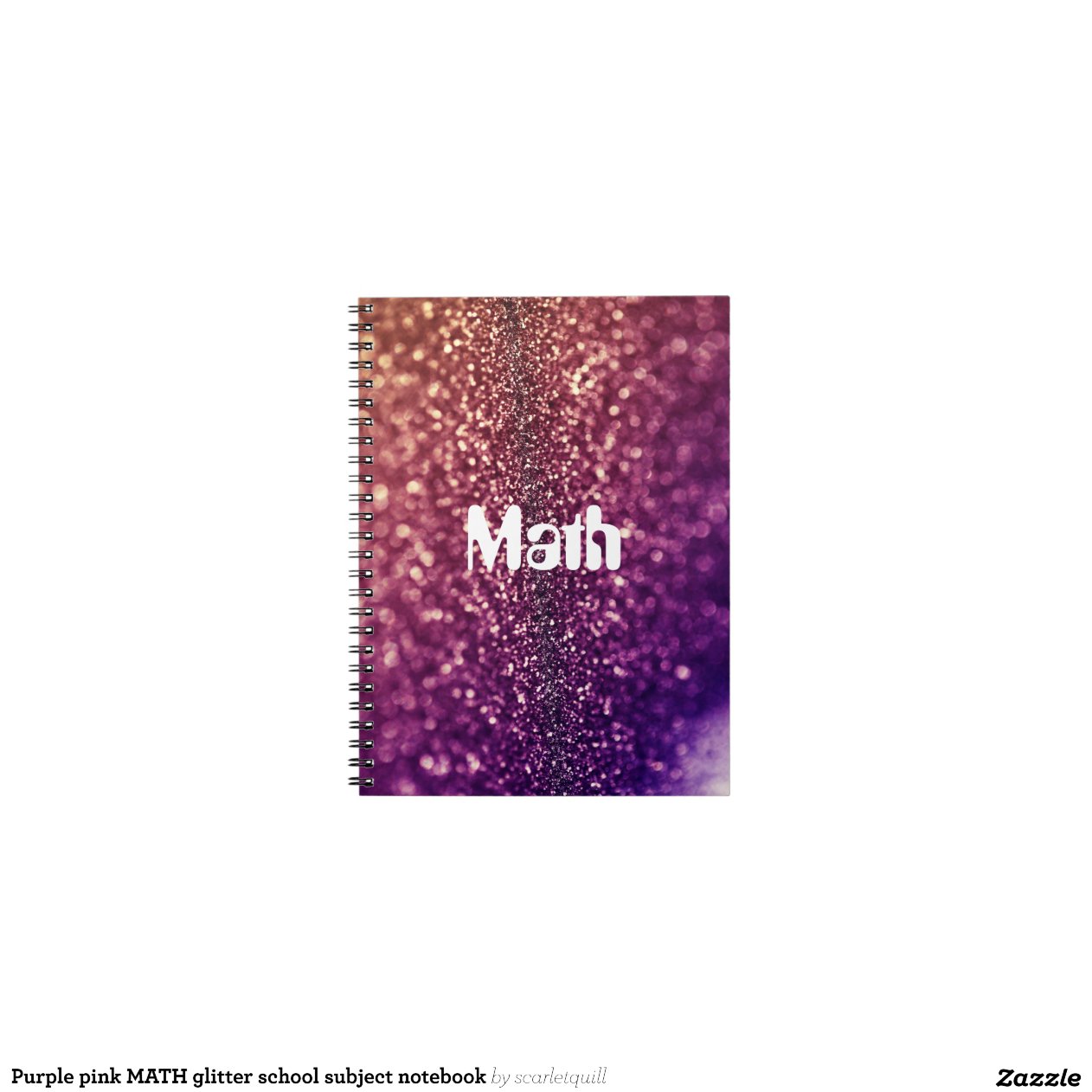 Purple pink MATH glitter school subject notebook | Zazzle