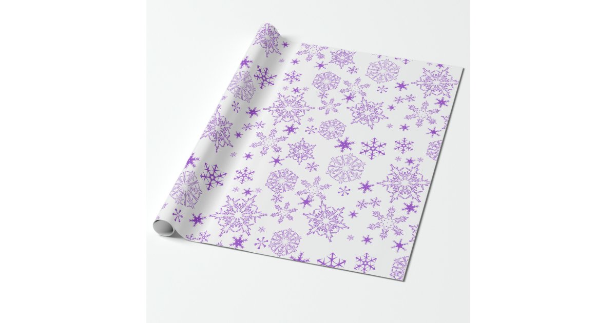 Purple Snowflakes Wrapping Paper | Zazzle