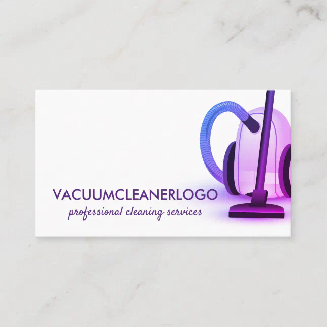 Purple Vacuum cleaner Home Cleaning House Keeper Business Card | Zazzle