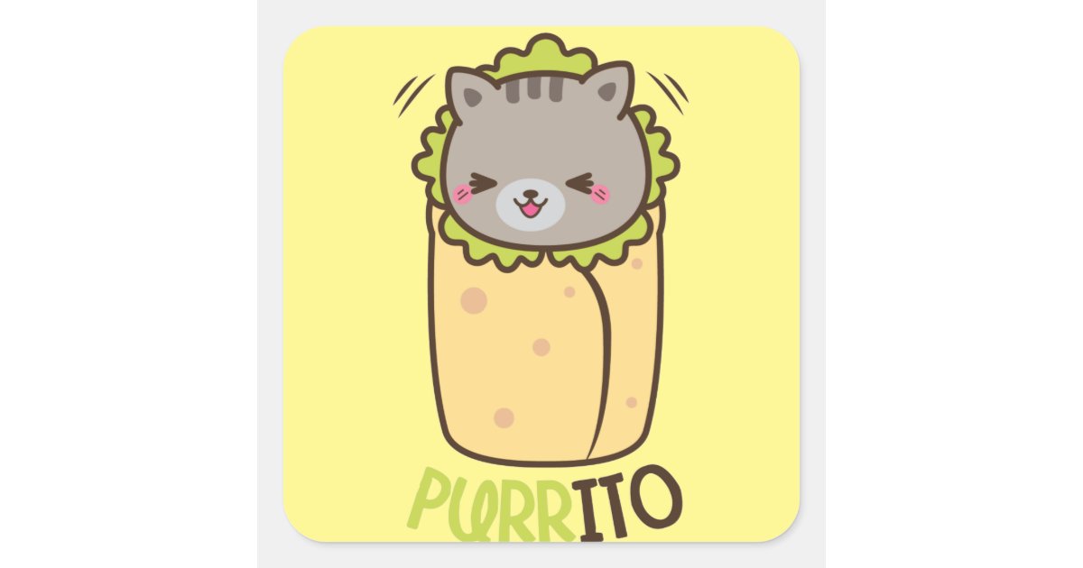 Purrito Kitty Burrito Square Sticker | Zazzle
