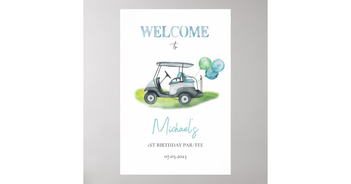 Putt Party Golf Theme Welcome Poster | Zazzle