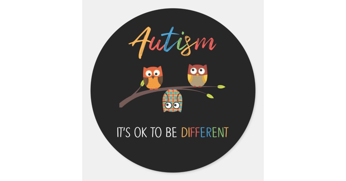 Puzzle Owl Cute Autism Awareness Autistic Kid Classic Round Sticker ...