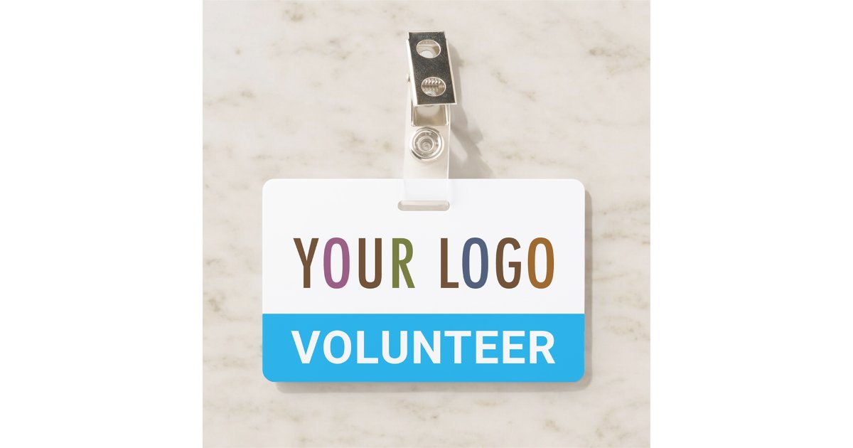 PVC Plastic Volunteer Badge with Clip Custom Logo ID Badge | Zazzle