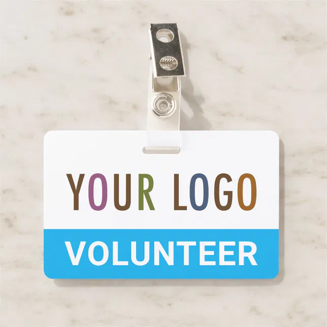 PVC Plastic Volunteer Badge with Clip Custom Logo ID Badge | Zazzle