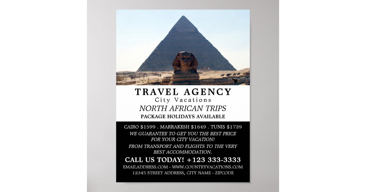 Pyramids Of Giza, Cairo, Egypt, Travel Agency Poster | Zazzle