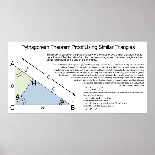 Pythagorean Theorem Proof Using Similar Triangles Poster | Zazzle