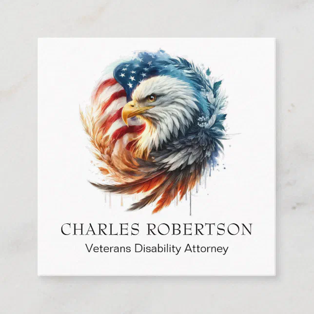 QR American Flag Bald Eagle - AP16 Square Business Card | Zazzle