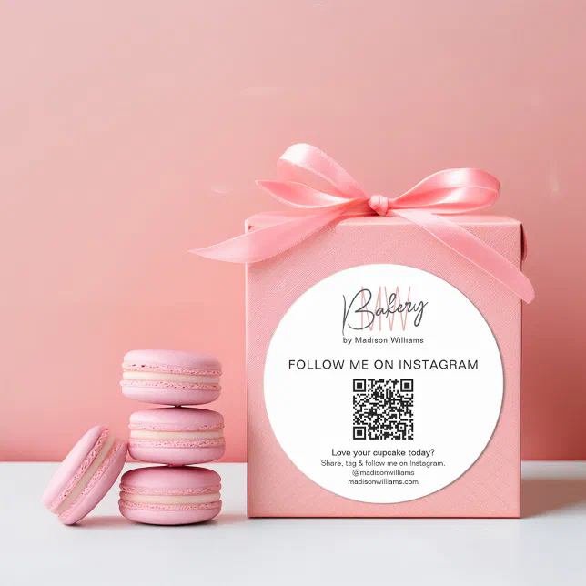 QR Code Bakery Monogram Logo Business Sticker | Zazzle