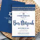 QR Code Bar Mitzvah Navy Blue Silver Tallit Script Invitation | Zazzle