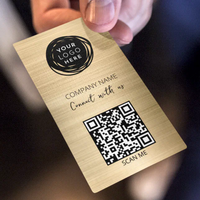 QR Code Business Logo Gold Business Card | Zazzle