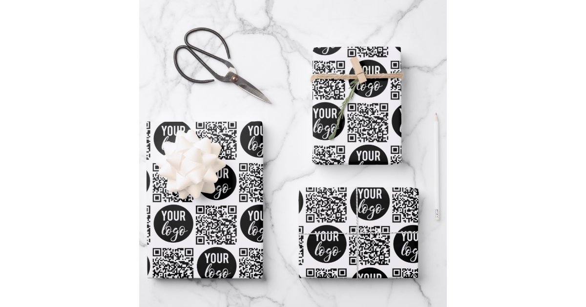 QR Code Business Logo Modern Minimalist Business Wrapping Paper Sheet ...
