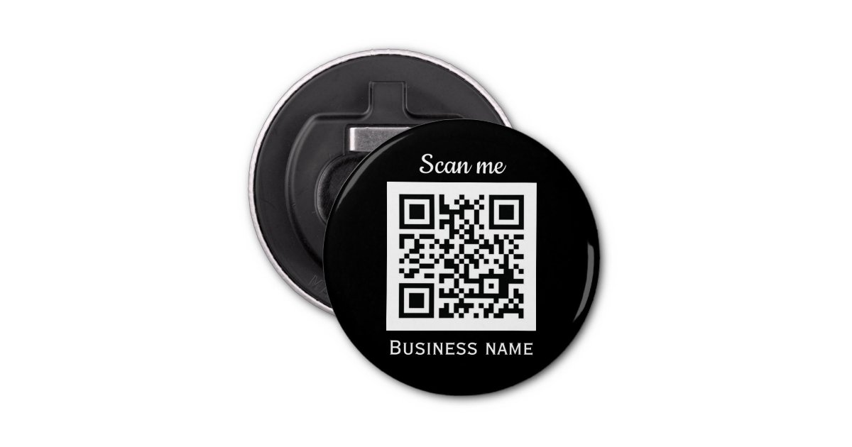 QR Code Business Logo Professional Black Modern Bottle Opener | Zazzle
