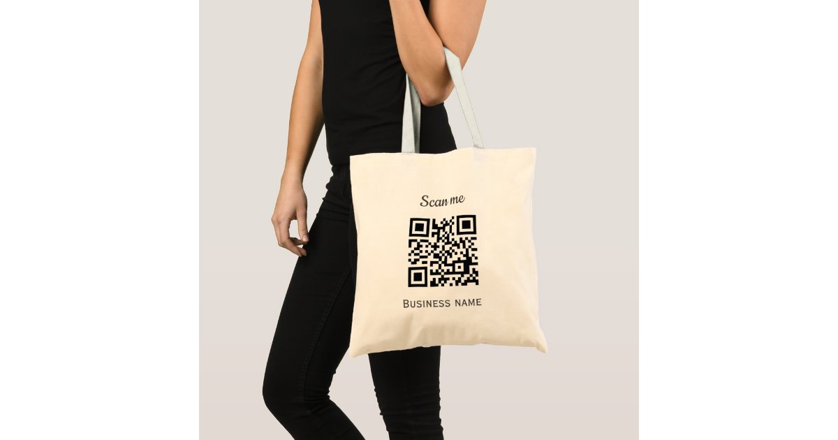 QR Code Business Logo Professional Black Tote Bag | Zazzle