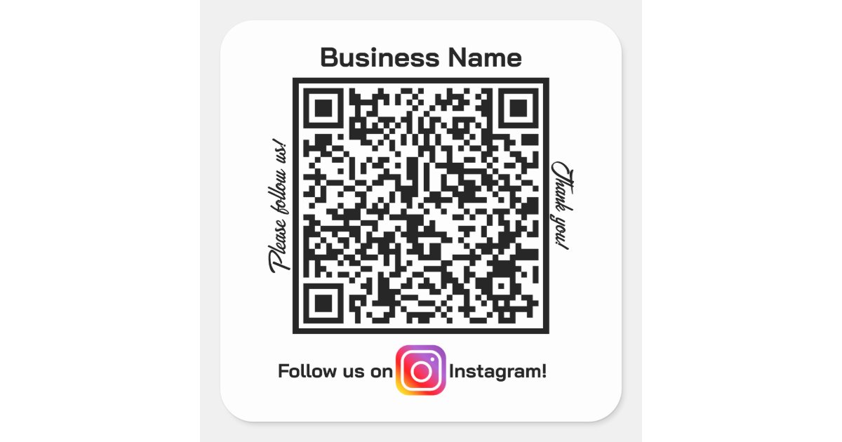 QR Code follow us on social media instagram Square Sticker | Zazzle