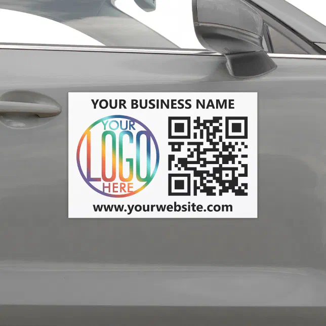 QR Code Generator & Business Logo Promotional Car Magnet | Zazzle