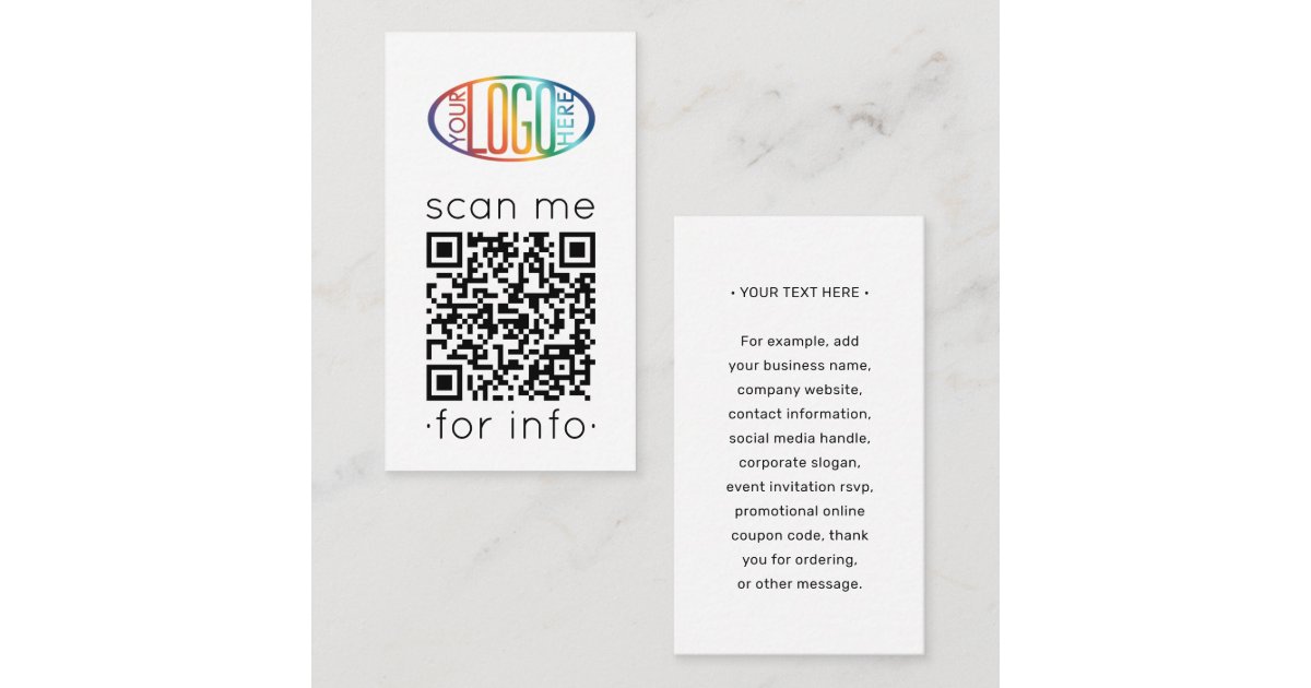 QR Code Generator & Logo Modern Minimal Vertical Business Card | Zazzle