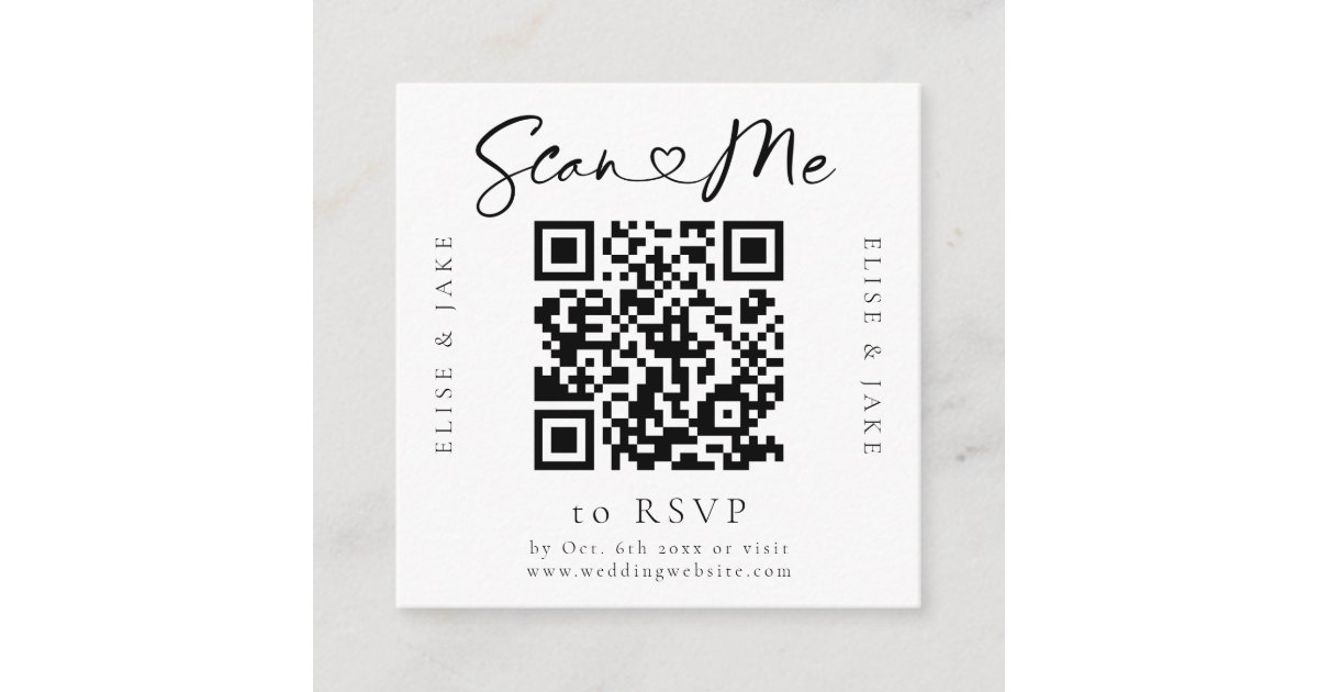 QR Code Heart Font Wedding RSVP Card | Zazzle