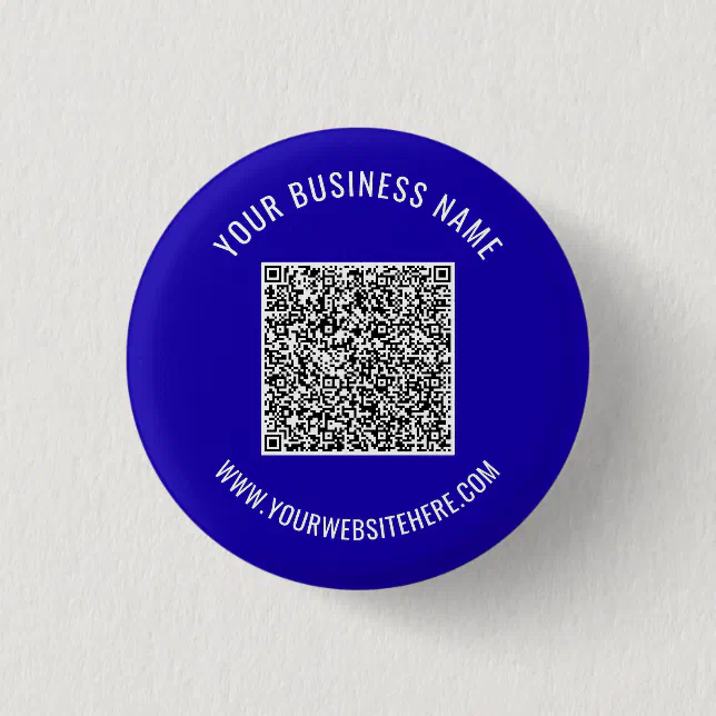 QR Code info Name and Website Promotional Button | Zazzle