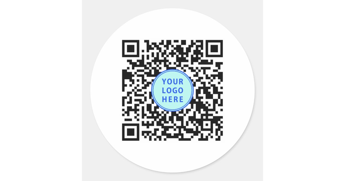 QR Code Logo Classic Round Sticker | Zazzle