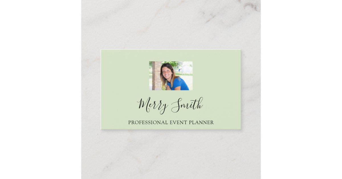 QR Code Logo Custom Photo Mint Green Business Card | Zazzle