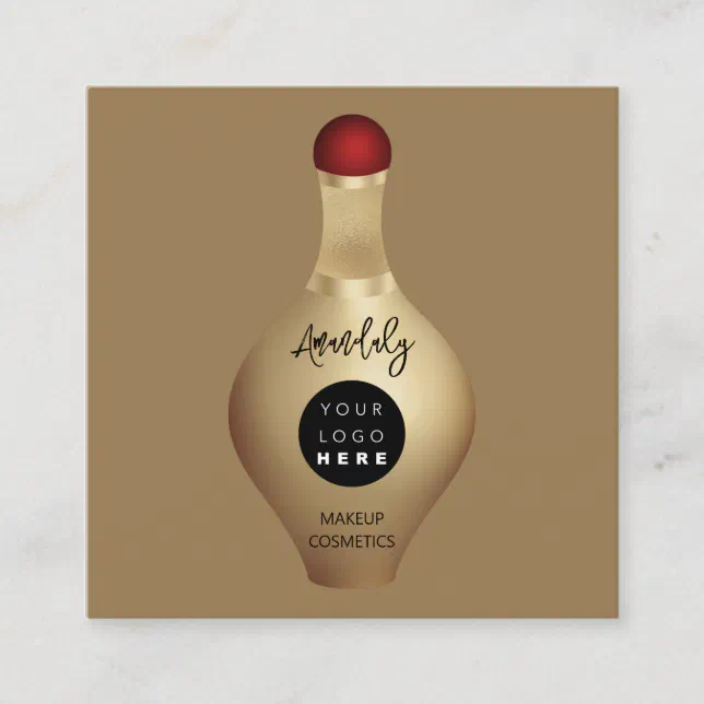 QR Code Logo Red Gold Cosmetics Perfumes Sepia Square Business Card ...