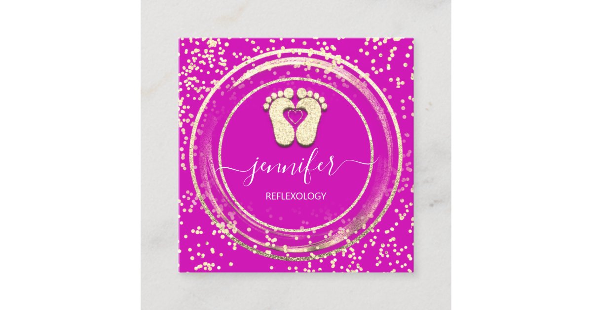 QR Code Logo Reflexology Foot Massage Feet Pink Square Business Card ...